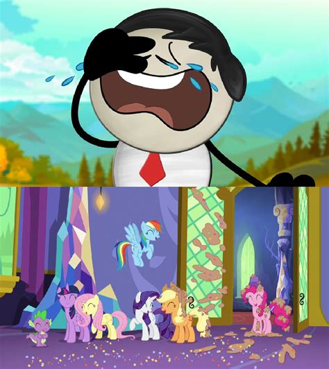 The Mane 6 Laughs At Aumsum Crying By Pingguolover On Deviantart