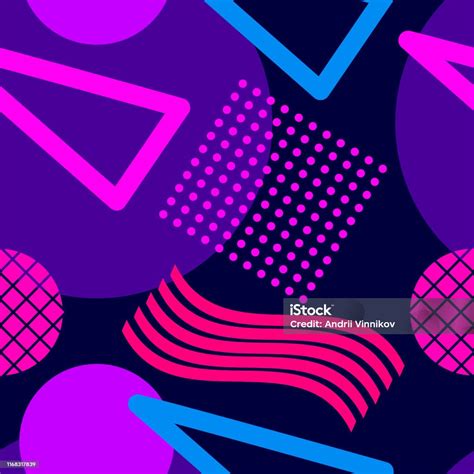 매끄러운 패턴 80 년대와 90 년대의 스타일의 기하학적 요소 포장지 인쇄 직물 및 인쇄배경 벡터 일러스트레이션 0명에 대한 스톡 벡터 아트 및 기타 이미지 Istock