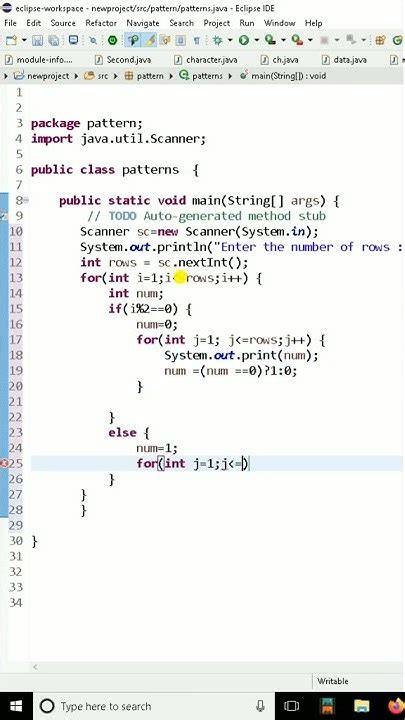 Binary Number Pattern Program Shorts Java Youtube