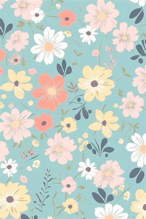 A Spring Flowers Pattern Is A Graphic Design Element Composed Of Repeating Spring Flowers Stock