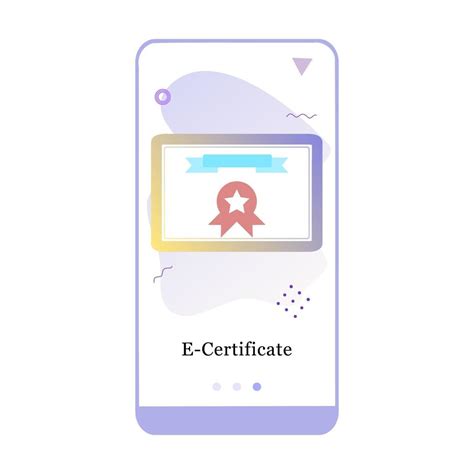 Online Certificate E Certificate Graduation Paper Mobile App Onboarding Screen Menu Vector