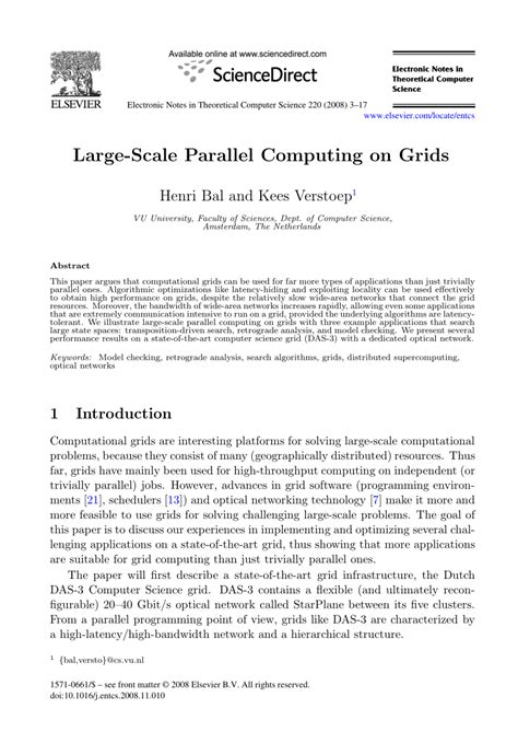 Pdf Large Scale Parallel Computing On Grids