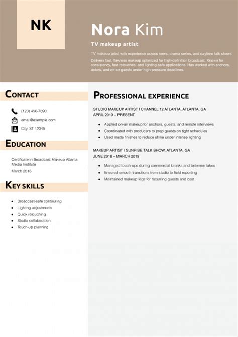 20 Best Makeup Artist Resume Examples And Templates For 2025