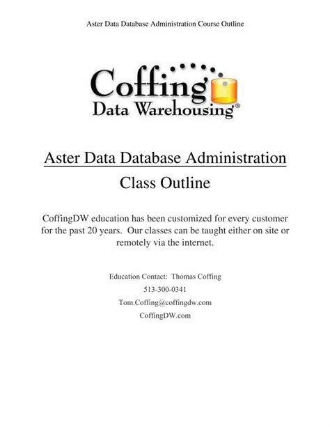 Pdf Aster Data Database Administration Class Outline … Wp Content Uploads 2014