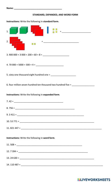 Standard Expanded And Word Form Interactive Worksheet Live Worksheets Library