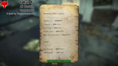 All Console Commands On One Note At Fallout Nexus Mods And Community