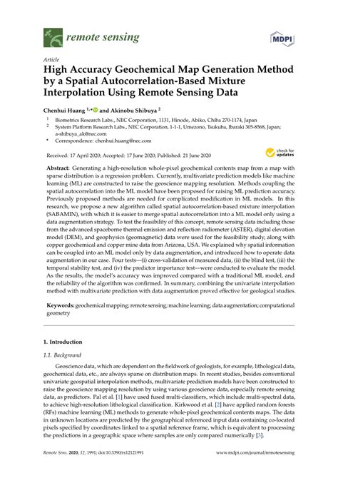 Pdf High Accuracy Geochemical Map Generation Method By A Spatial Autocorrelation Based Mixture
