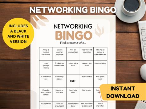 Networking Bingo Game Workplace Bingo Work Bingo Icebreaker Game Office Game Employee Bingo