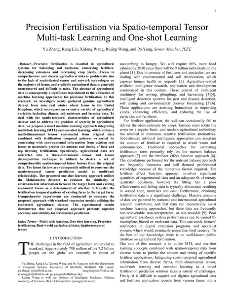 Pdf Precision Fertilization Via Spatio Temporal Tensor Multi Task
