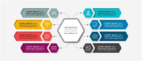 육각형 다이어그램 인포 그래픽 디자인 프리미엄 벡터