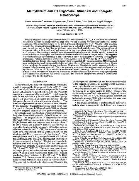 Pdf Methyllithium And Its Oligomers Structural And Energetic Relationships Dokumen Tips