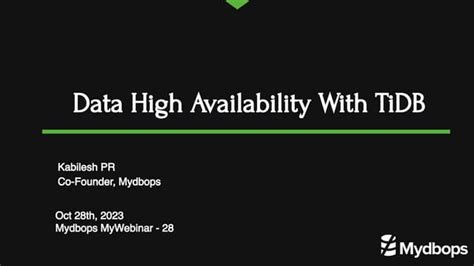 Data High Availability With Tidb Ppt