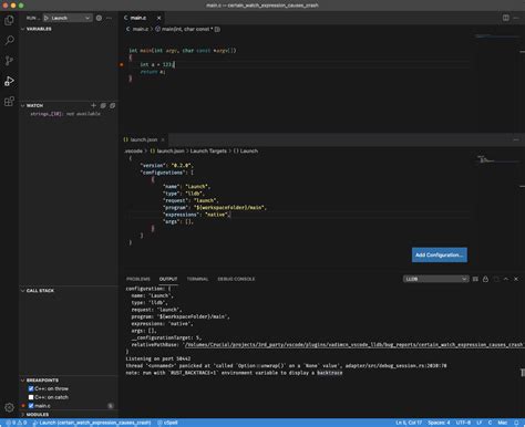 Debug Session Fails If I Watch For A Certain Expression · Issue 439 · Vadimcncodelldb · Github