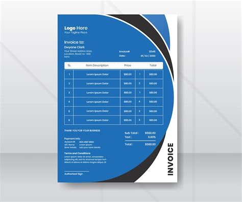Premium Vector Elegant Blue Colour Vector Invoice Template Design