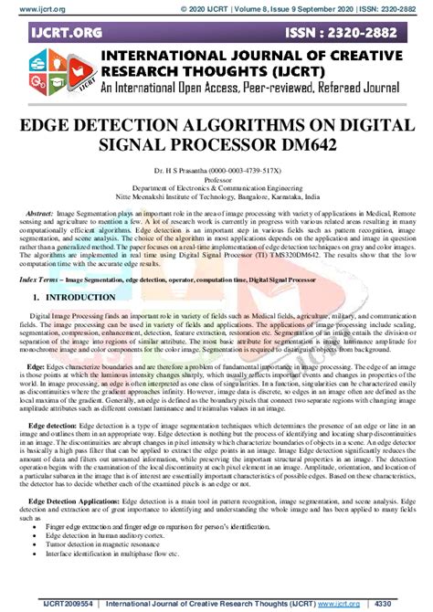 pdf edge detection algorithms on digital signal processor dm642