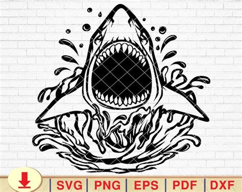 Shark In The Ocean Svg Shark Design Svg Shark Svg Shark Silhouette