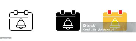 벨 라인 아이콘이 울리는 달력입니다 알림 알림 벨소리 초인종 징글 벨소리 메시지 알람 시계 사운드 개념입니다 선에 있는 벡터 아이콘 흰색 배경에 검은색과 화려한 스타일 24