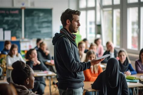 Premium Photo Young Man At Language Integration Course Selective Focus Premium Photo Young Man At Language Integration Course Selective Focus