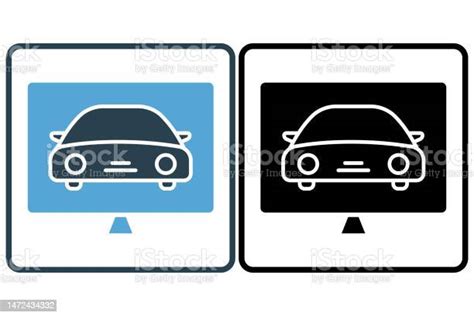 진단 아이콘 그림입니다 노트북과 자동차 아이콘입니다 자동차 서비스 자동차 수리와 관련된 아이콘 단색 아이콘 스타일입니다 간단한