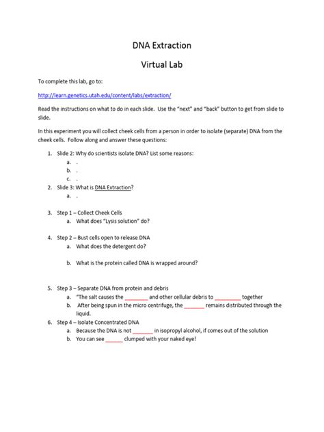 Dna Exraction Virtual Lab Pdf