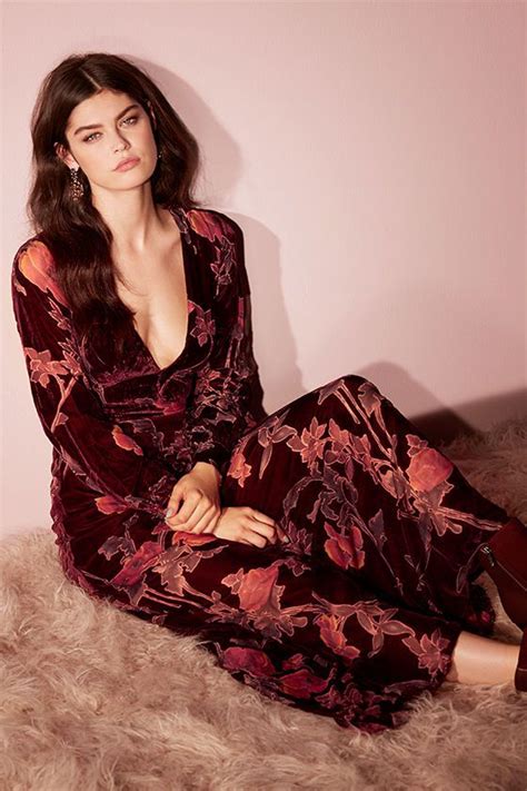 Practical Magic Burgundy Velvet Floral Print Maxi Dress 70s Velvet