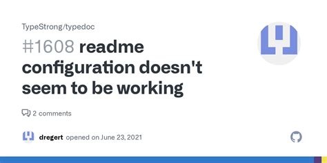 readme configuration doesn t seem to be working · issue 1608