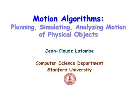 Ppt Motion Algorithms Planning Simulating Analyzing Motion Of