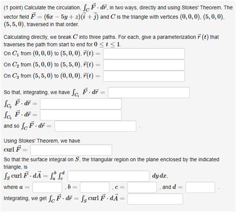Solved 1 Point Calculate The Circulation ∫cf⋅dr In Two