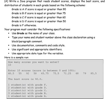Solved A Write A Java Program That Reads Student Scores