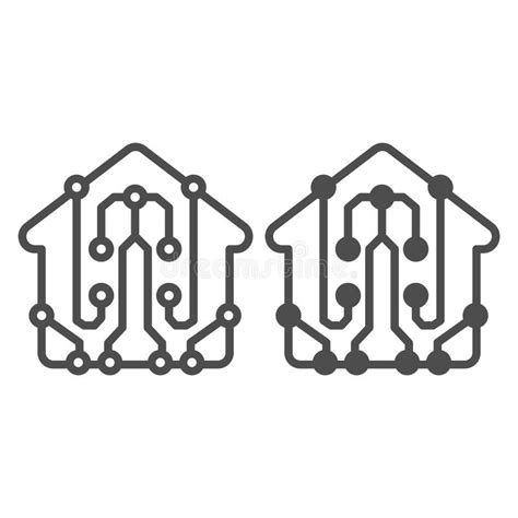 Home House With Connections Line And Solid Icon Neural Network Concept