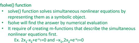 Fsolve Function Solve Function Solves Chegg