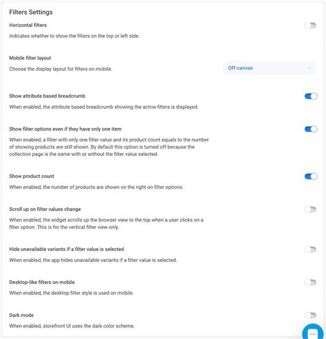 Filter Settings Sobooster Documentation