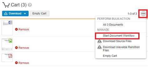 how to start a multi document workflow from the cart in vault promomats