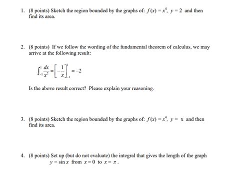 Solved 1 8 Points Sketch The Region Bounded By The Graphs