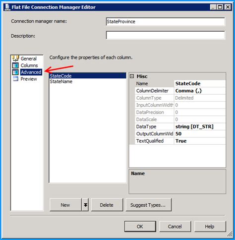 ssis - How to reconfigure the column information on a flat file connection manager? - Stack Overflow