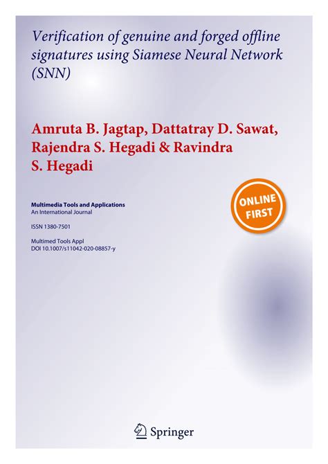 Pdf Verification Of Genuine And Forged Offline Signatures Using Siamese Neural Network Snn