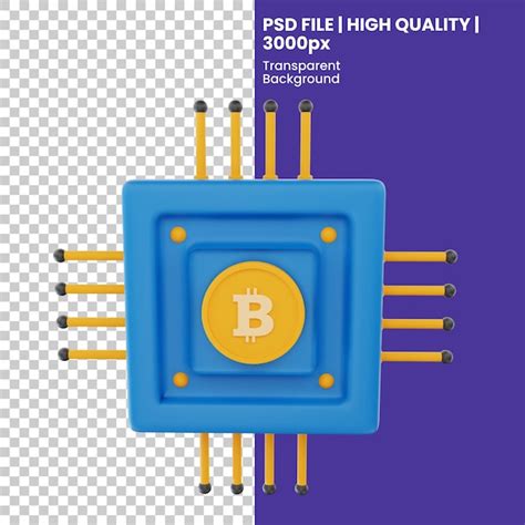 Premium Psd 3d Rendering Bitcoin Processor Icon Object