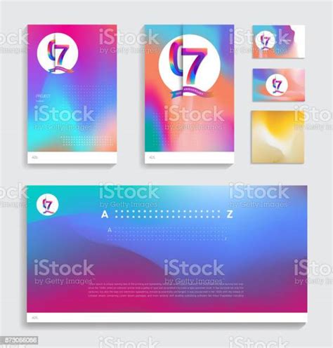 액체 색 7 주년 세트를 다룹니다 축 하 템플릿 좋은 커버 플 래 카드 포스터 배너 배경 플라이어 디자인에 대 한 0명에 대한 스톡 벡터 아트 및 기타 이미지 Istock