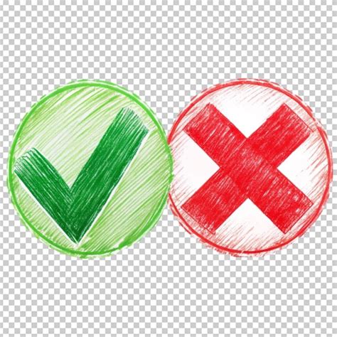 Hand Drawn Cross And Check Mark Illustration Premium Ai Generated Psd