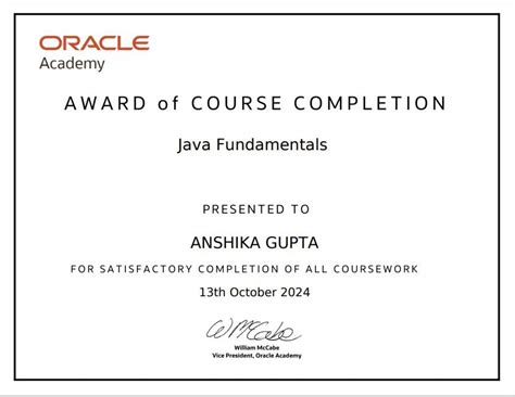 Anshika Gupta On Linkedin Java Oracleacademy Certification Continuouslearning