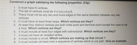 Solved Construct A Graph Satisfying The Following Solved Construct A Graph Satisfying The Following