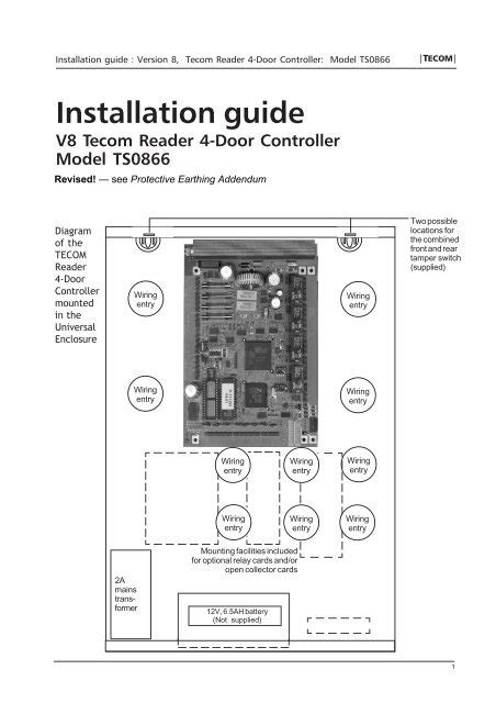 Ts0866 V8 Tecom Reader 4 Door Controller Installation Guide Ts0866 V8 Tecom Reader 4 Door Controller Installation Guide