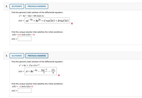 Solved 0 2 Points Previous Answers Find The General Real