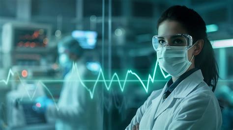 Medical Professional Analyzing Heartbeat Data On A Monitor Premium Ai