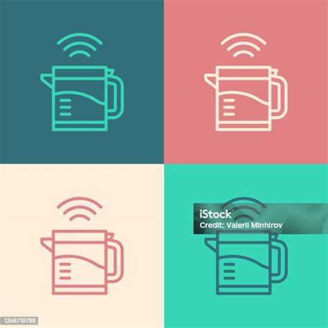 팝 아트 라인 스마트 전기 주전자 시스템 아이콘 색상 배경에 격리 주전자 아이콘 무선 연결과 사물 인터넷 개념 벡터 0명에 대한 스톡 벡터 아트 및 기타 이미지 Istock
