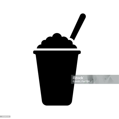 아이스크림 아이콘입니다 웨이퍼 컵과 스틱 블랙 실루엣 정면보기 벡터 간단한 평면 그래픽 일러스트레이션 흰색 배경에 격리된 개체입니다 격리 0명에 대한 스톡 벡터 아트 및