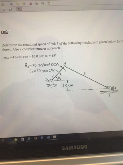 solved determine the rotational speed of link 3 of the