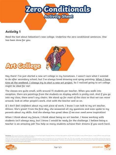 Zero Conditionals Activity Sheet Pdf English As A Second Or Foreign