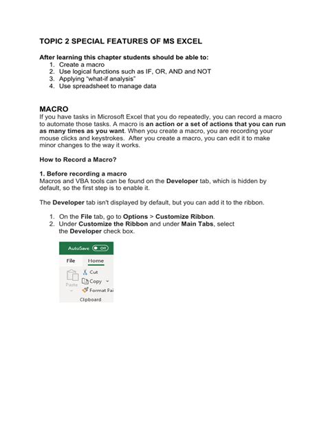 topic 2 special features of ms excel pdf microsoft excel computer