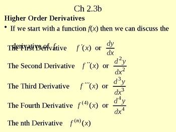 Calc Ch B Higher Order Derivatives By Math PowerPoint Lessons